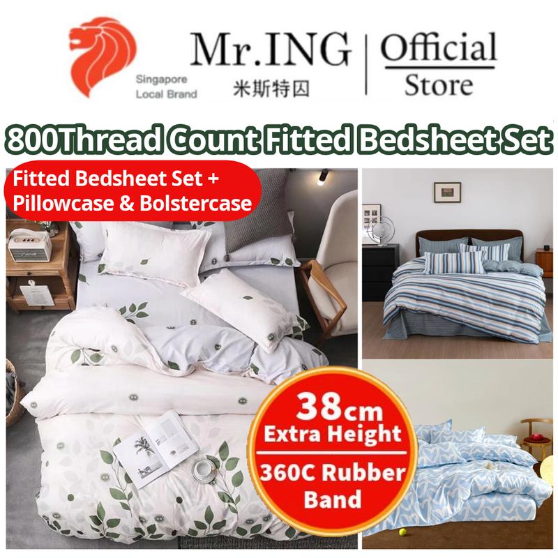 Mr.ING Official Store 800Thread Count Fitted Bedsheet Set 100% Cotton ...