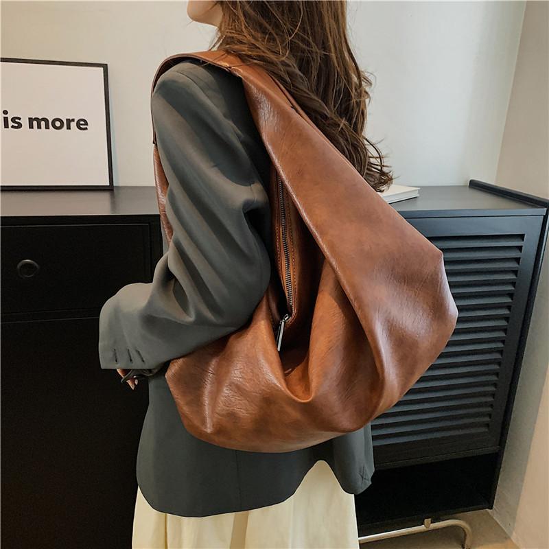 Beg Tote PU Sintetik Kapasiti Besar – Gaya Vintage Retro Trendy ...