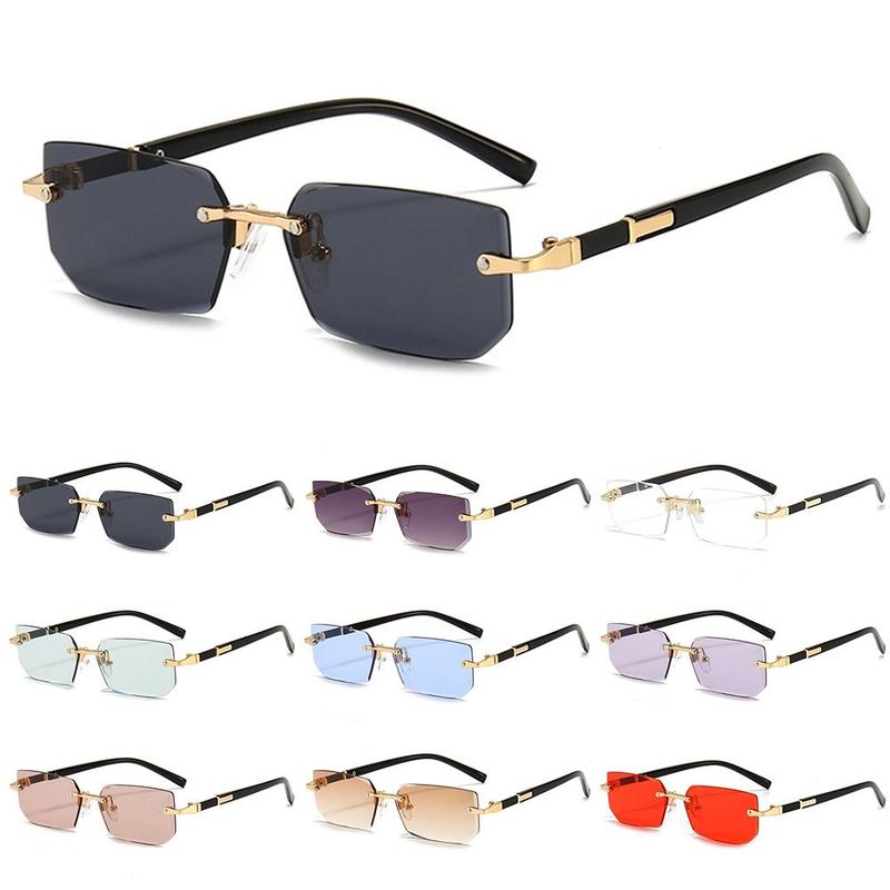 UV400 Protection Rimless Rectangle Sunglasses Fashion Y2K Eyewear ...