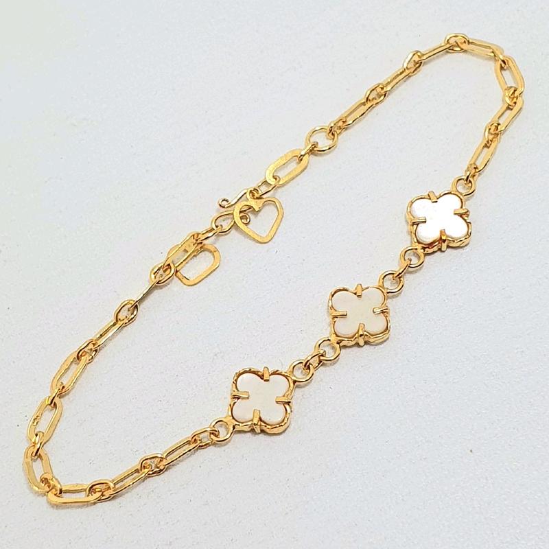 Gelang Emas Muda Paper Clip Clover Tiga Putih 2 Gram - Shop | Tokopedia