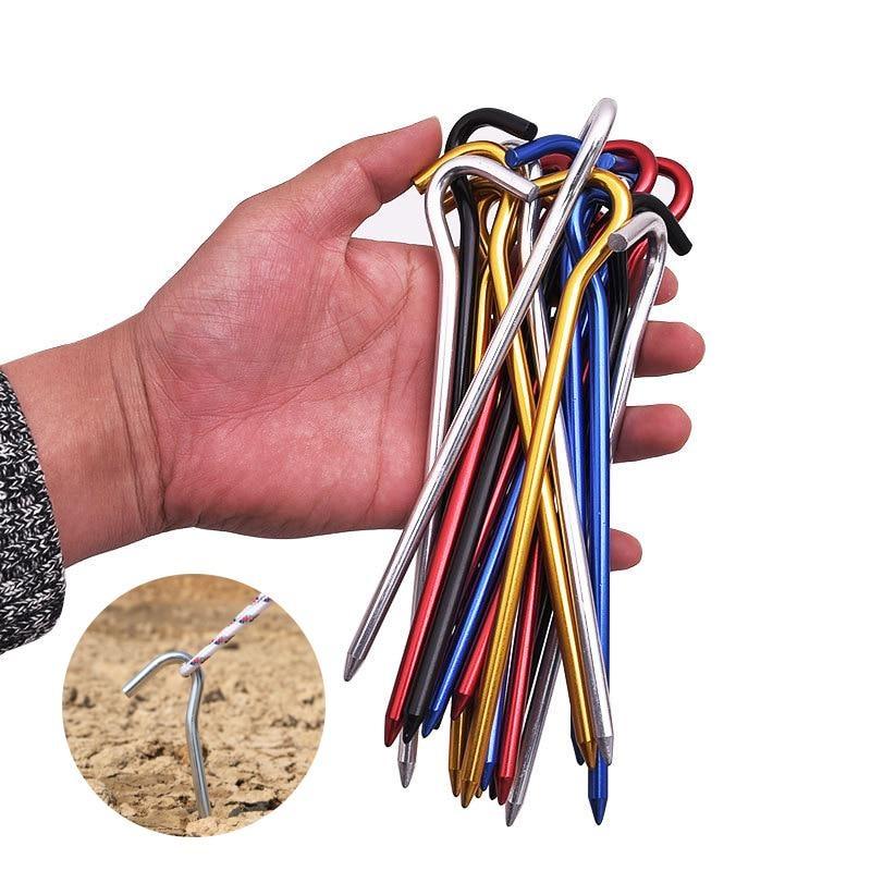 5Pcs/Set 18cm Aluminum Alloy Tent Spikes with Hook Garden Stakes ...