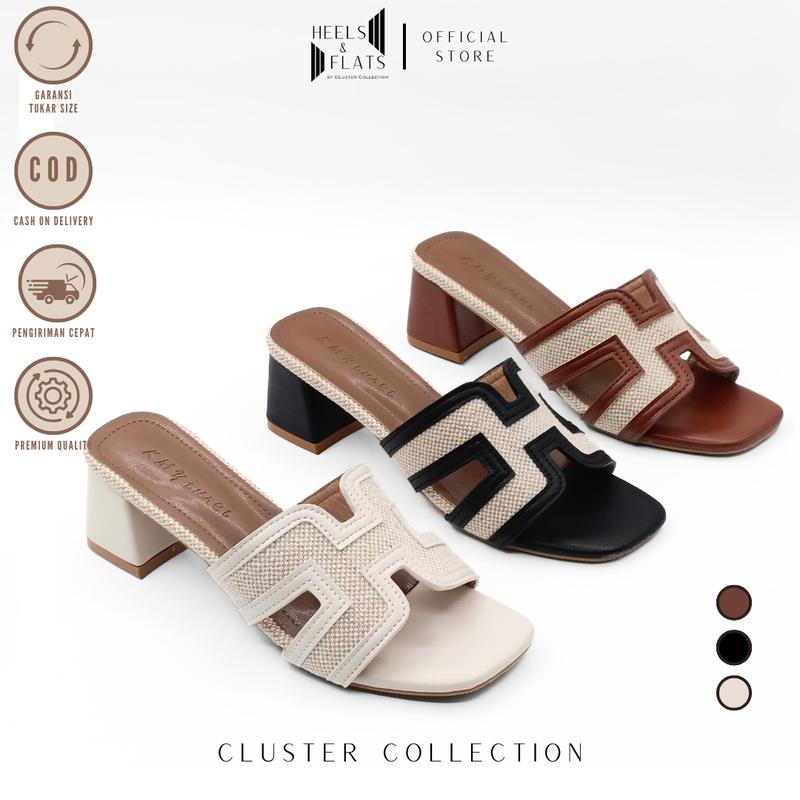 CLUSTER - Sandals Heels Wanita Tapak Tahu Slip On - Heels Wanita Chunky ...