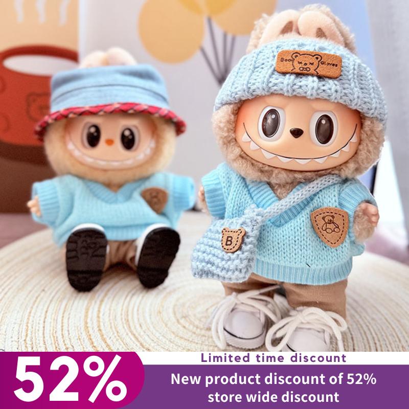 New Labubu Doll Keychain Outfit Baby Blue Bear Brooch Sweate - TikTok ...