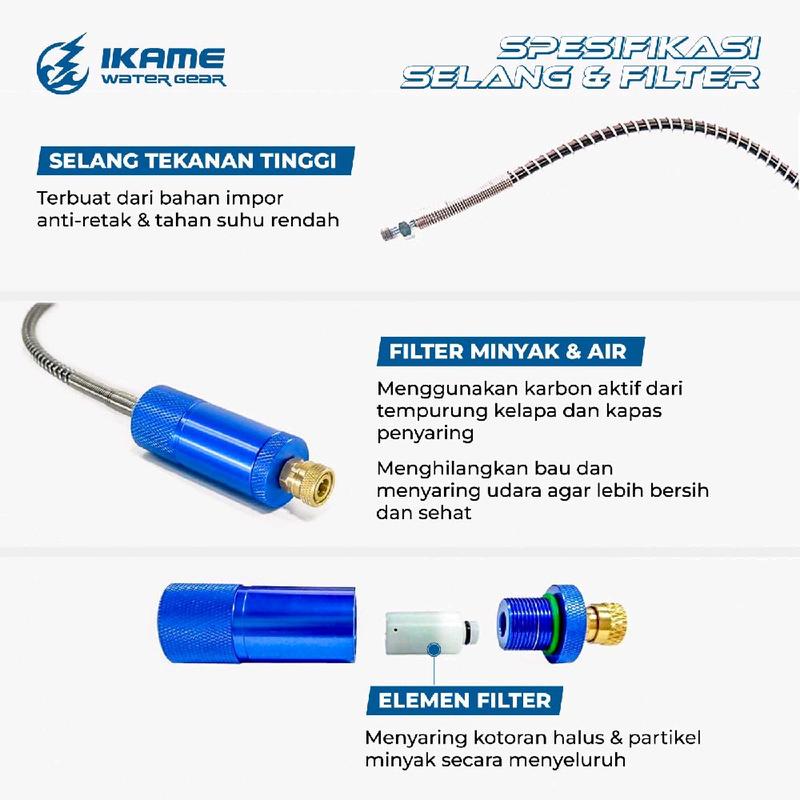 Pompa Tekanan Tinggi 4500 PSI IKAME | High Pressure Hand Pump PCP Scuba ...