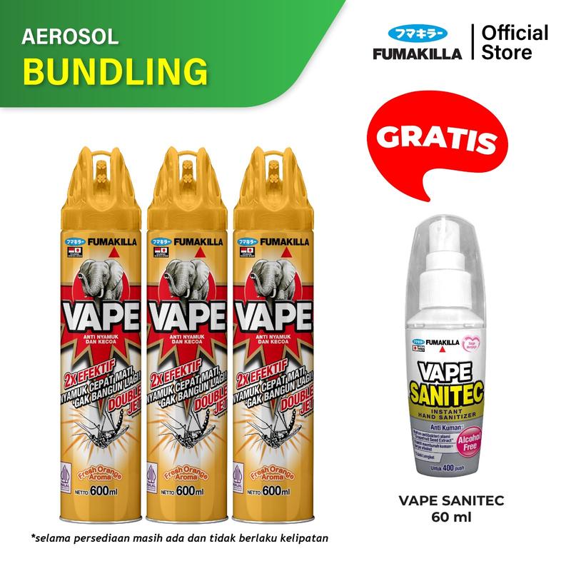 Fumakilla Vape Aerosol Obat Nyamuk Kecoa Orange 600ml (ISI 3) - Shop ...