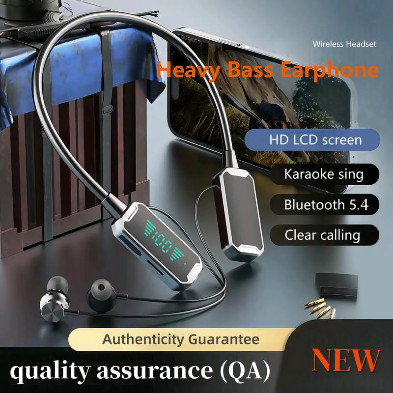 Fon Kepala Bluetooth, Gantung Leher, dengan Paparan Kuasa Digital ...