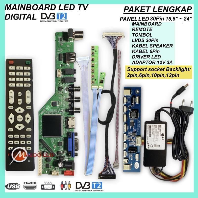 Universal LED TV Board Digital DVBT2 | Paket lengkap Panel LED 15.6 ...