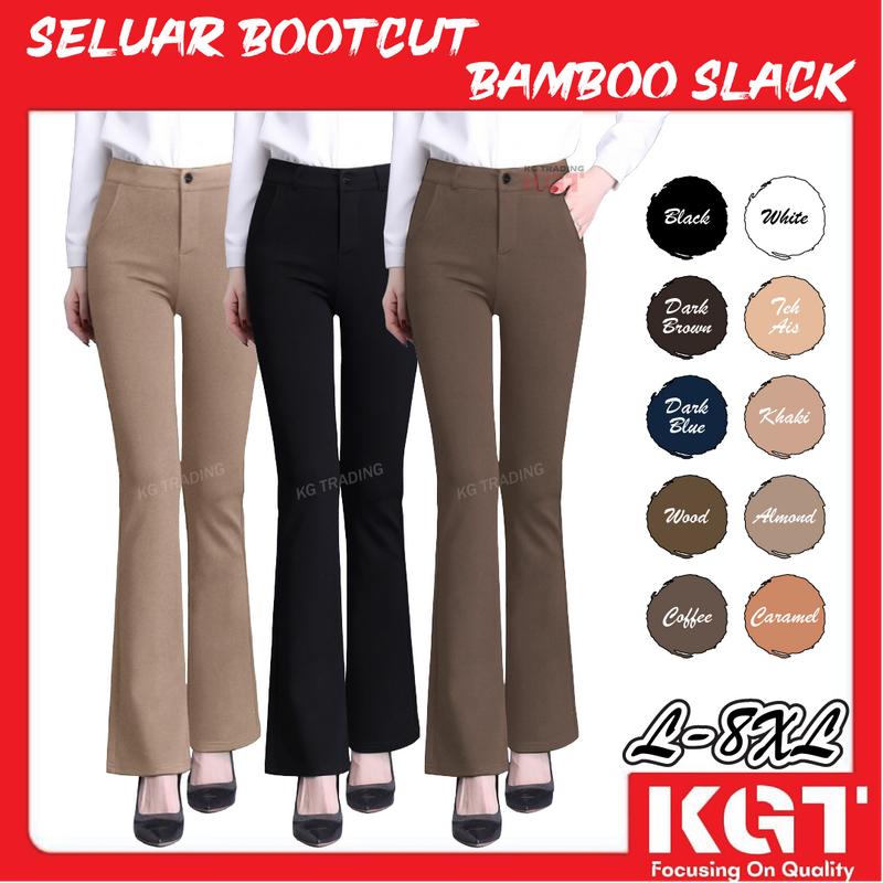 KGT Bamboo Slack SELUAR BOOTCUT PLAIN TEBAL 230 GSM Scuba LADIES ...