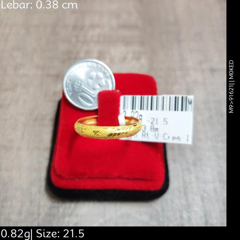 Emas 916,Cincin Rt V Crps1 J1b 0.38cm Design:8509 91621(M9)-Size: - TikTok Shop Malaysia