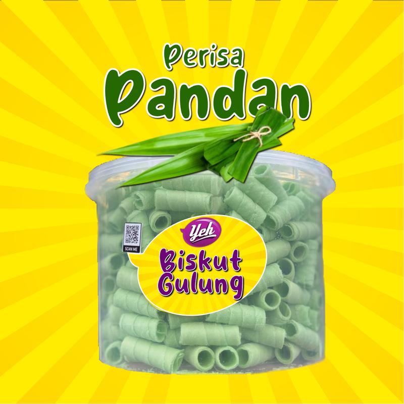 Yeh - Biskut Gulung Perisa Pandan - Rangup dan Sedap waffle cookies ...