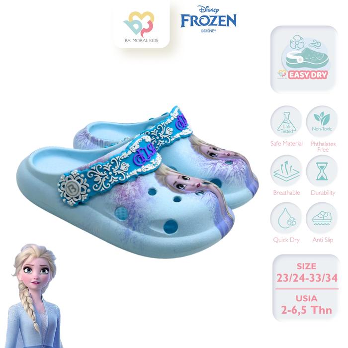 Promo Balmoral Kids Easy Dry Clogs Anak Girls Disney Frozen Usia 2 - 6. ...