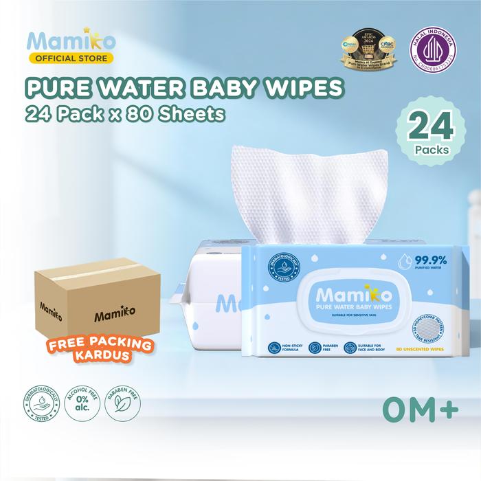 Promo Mamiko Pure Water Baby Wipes - Tisu Basah Bayi 80s (12 Pack ...