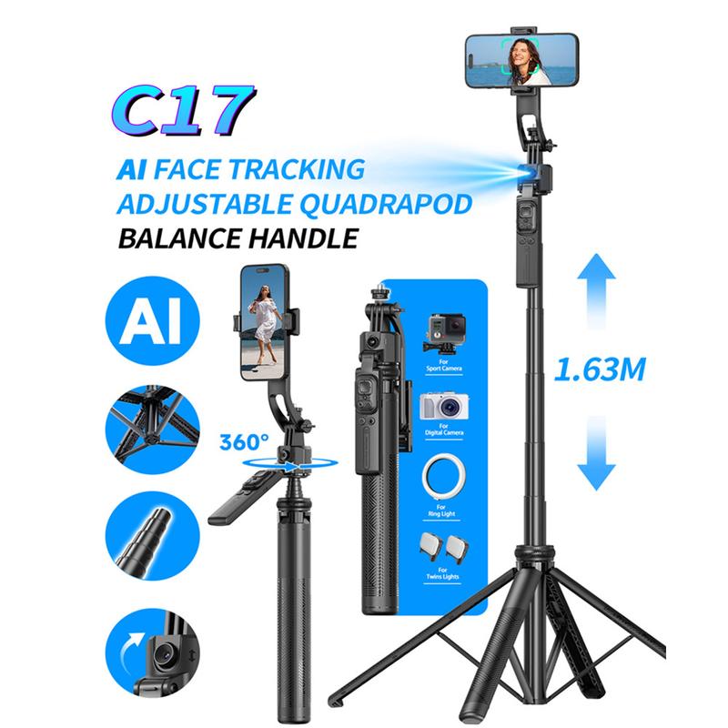 360°Selfie Stick With Bluetooth Remote Intelligent AI Follow-Up ...