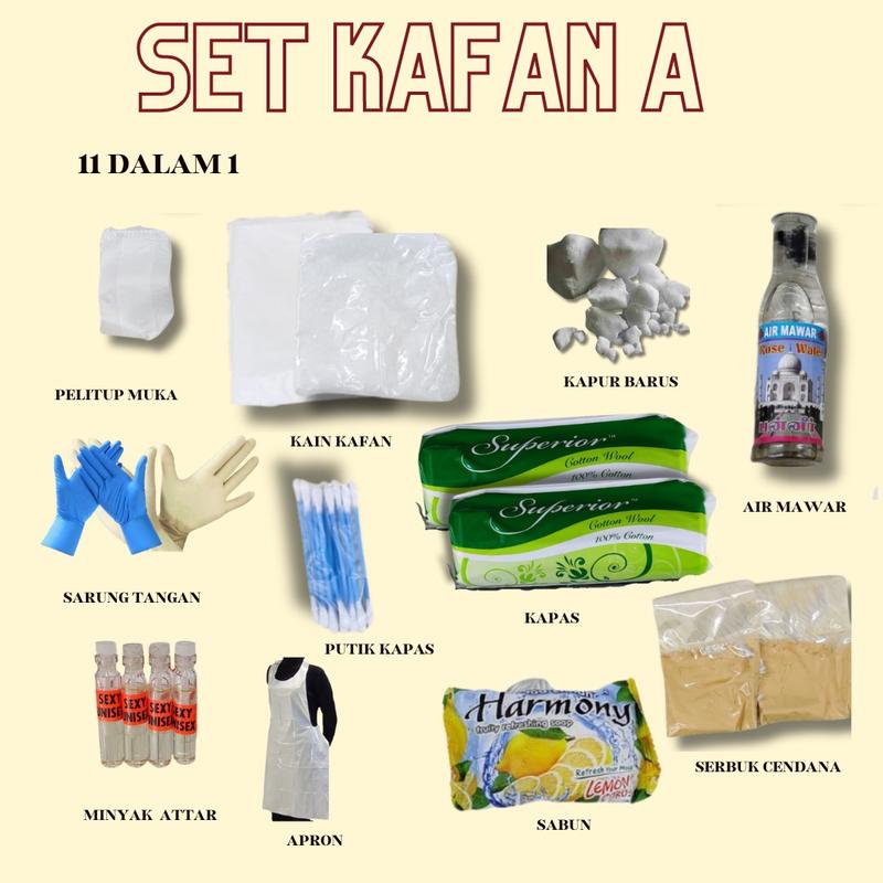 Set Kafan Pengurusan Jenazah Lelaki & Perempuan 11-in-1 Klick&Buy ...