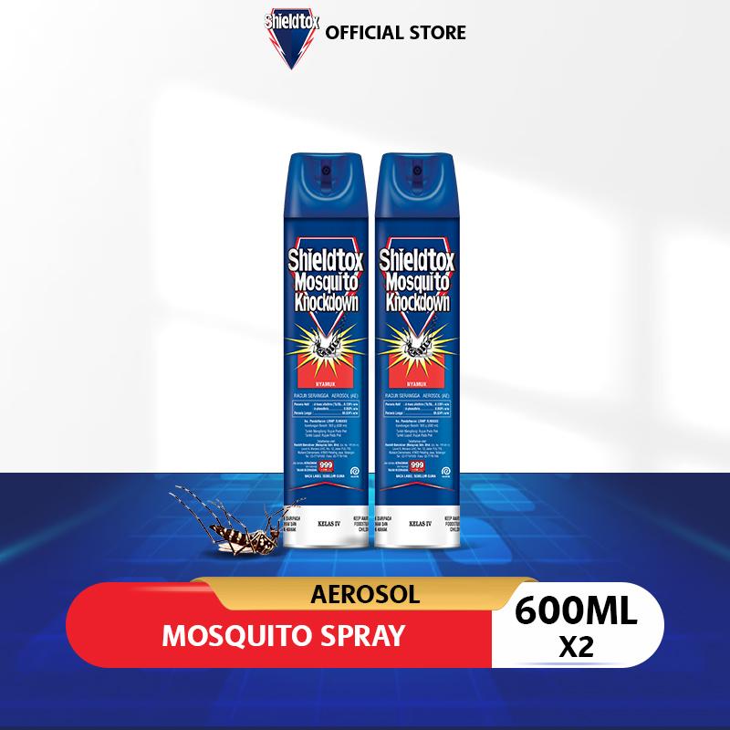 Shieldtox Mosquito Spray Aerosol (600ml x 2) [Twin Pack] Repellant ...