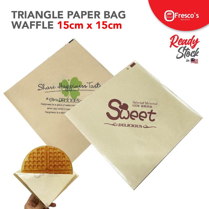 100pcs Triangle Bag Waffle Paper Bag 15cmx15cm Bag Sandwich Paper ...