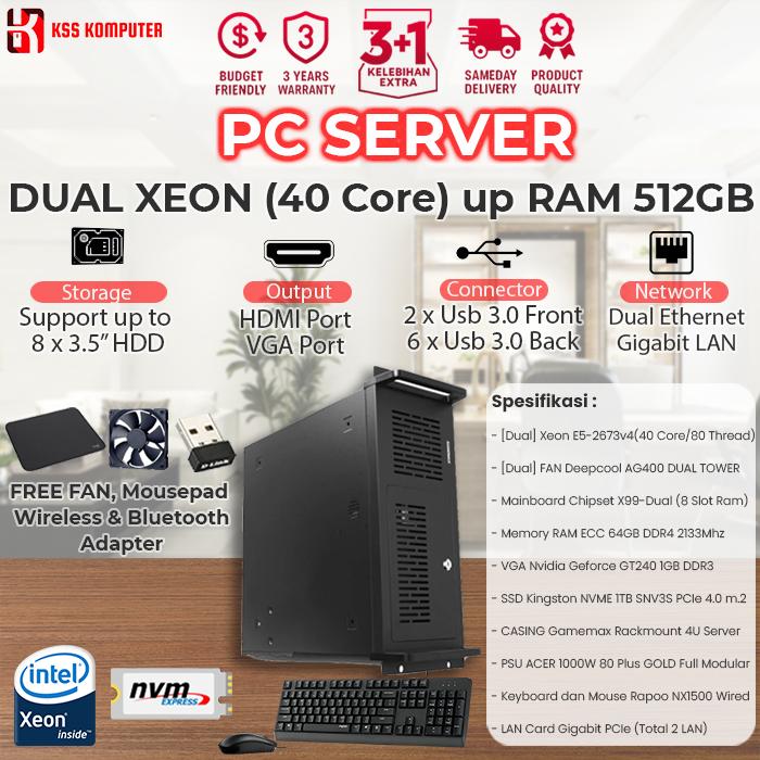 Jual SERVER DUAL CPU XEON E5 2673V4 40 Core, RAM 512GB, NVME 1TB, RTX ...