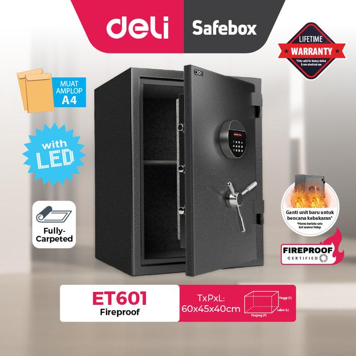 Promo Deli Brankas Besi Digital Safe Box Fireproof Tahan Api Anti Api ...