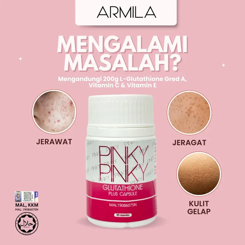 Pinky Pinky L-Glutathione 200mg, MAL L-Glutathione Vitamin C - TikTok Shop Malaysia