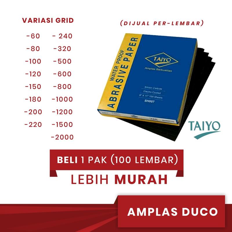 Amplas Duco Lembaran Taiyo Grid Halus Kasar 60-2000 - Shop | Tokopedia
