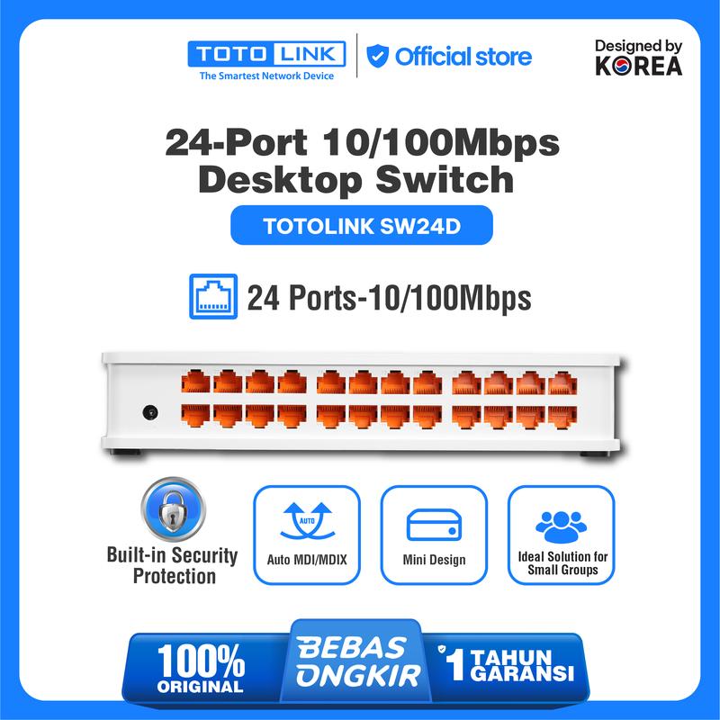 TOTOLINK SW24D - 24 Port 10/100Mbps Desktop Switch Plastic Device ...