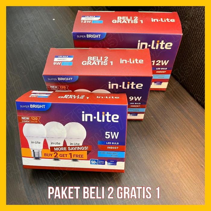 Jual Inlite paket Bholam lampu Led Bulb 5W 9W 12W Watt Inlite putih ...