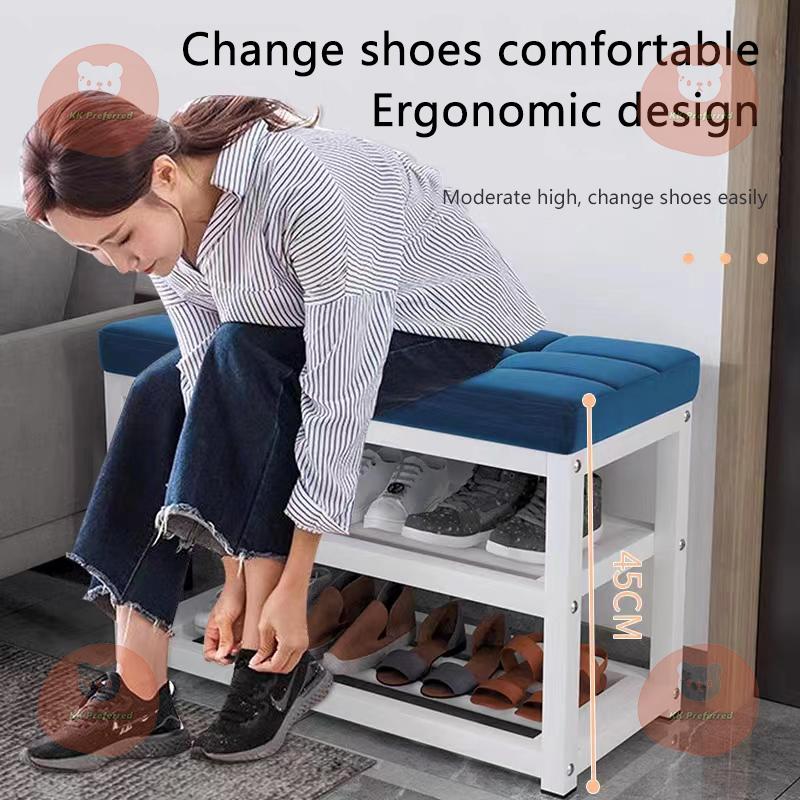 Shoe Changing Bench Convenient Seat with Chair Shoe Rack to Store Shoes ...