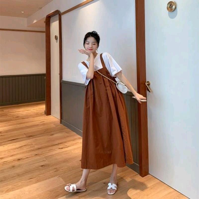 Chiquita Overall Dress Panjang Wanita Linen Korean Style Casual - Shop ...