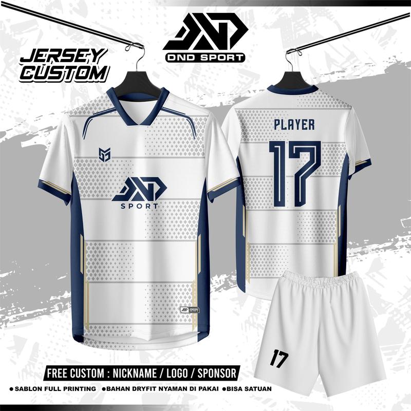 Jersey Futsal Sepakbola White Dot Free Custom Nama Nomor Punggung Logo ...
