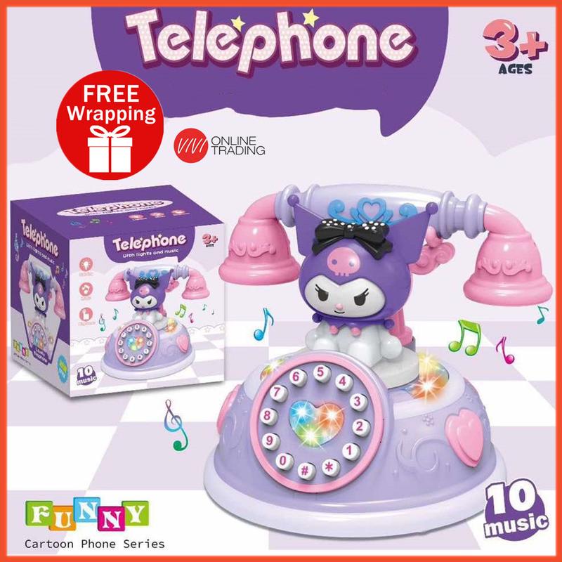Classic Telephone Toys With Light And Songs Kuromi Phone Mainan ...
