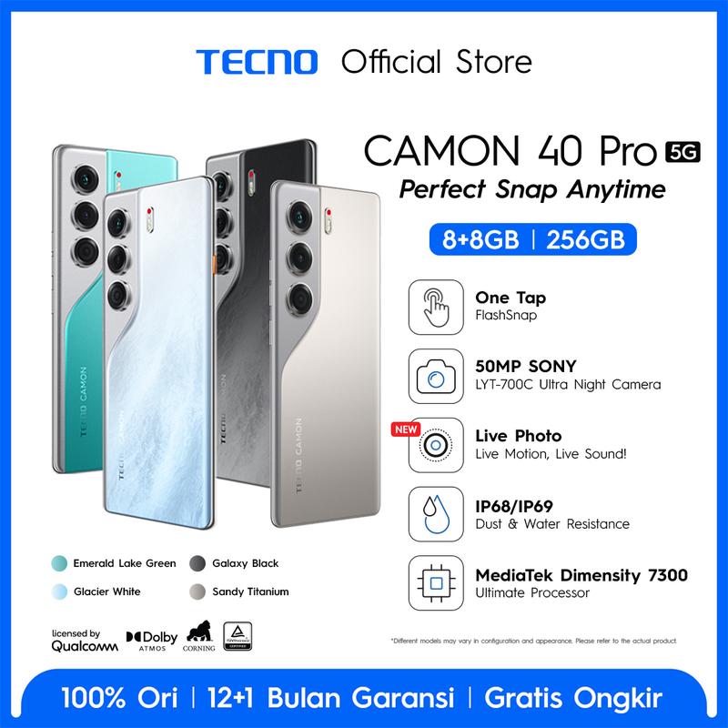 [Indra Budiman] TECNO CAMON 40 Pro 5G - 8+8GB*/256GB, Mediatek D7300 ...