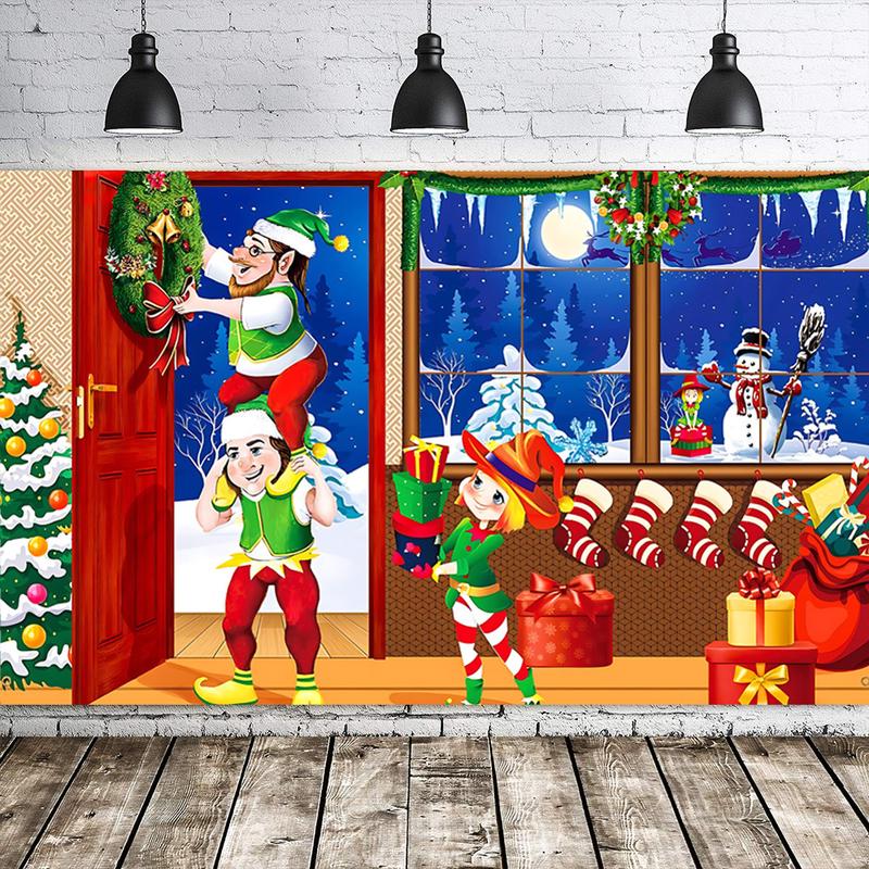 Latar Belakang Natal Baru Dekorasi Suasana Natal Tirai Pintu Spanduk ...