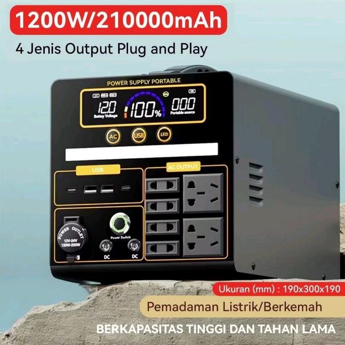 Promo Power Station Camping Powerbank 220V 400W/500W/800W/1200W/1700W ...