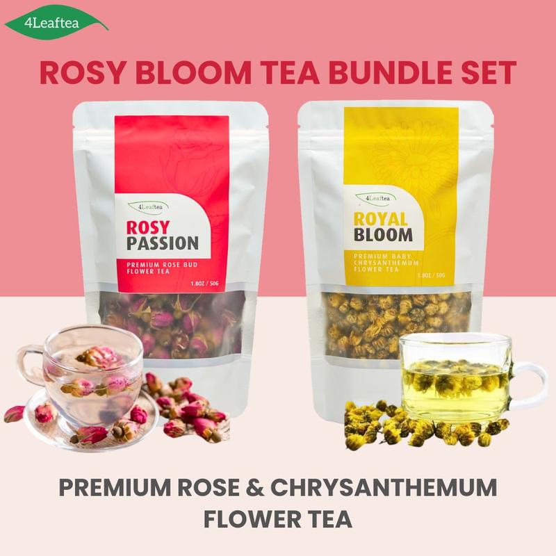 4Leaftea Rosy Bloom Tea Bundle Set 50g Rosy Passion Premium Rose ...
