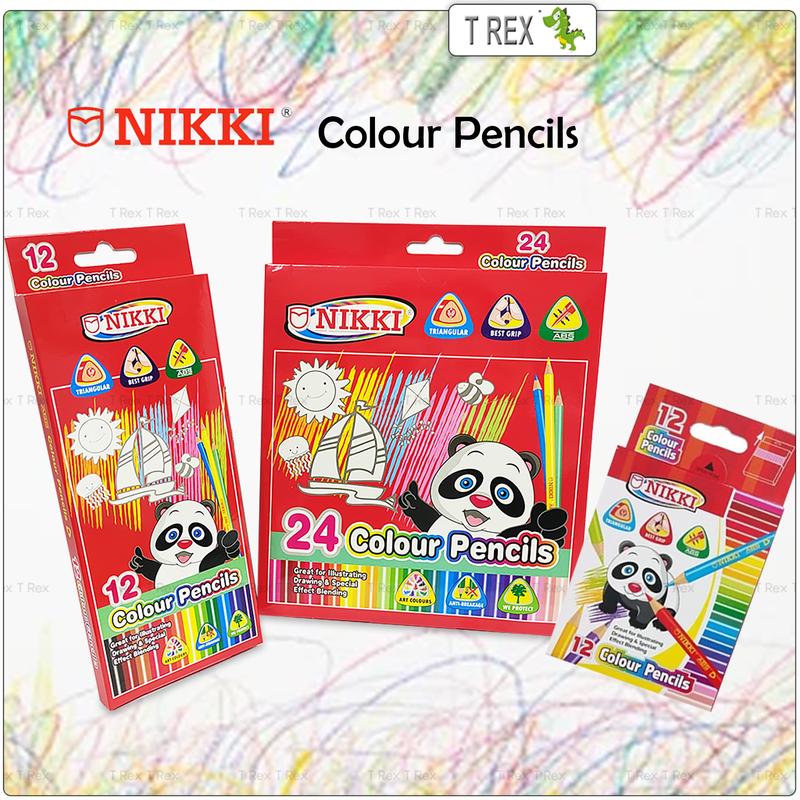 Nikki Triangle Color Pencils / Permanent Student Drawing Wooden ...