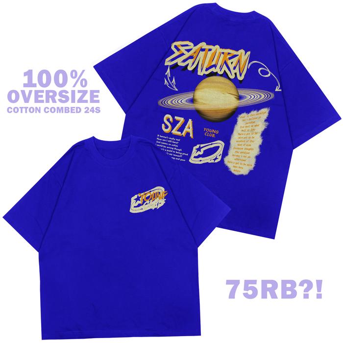 Promo YOUNG.CLUB | KAOS BAJU SZA SATURN | T-SHIRT OVERSIZE BIRU STYLE ...