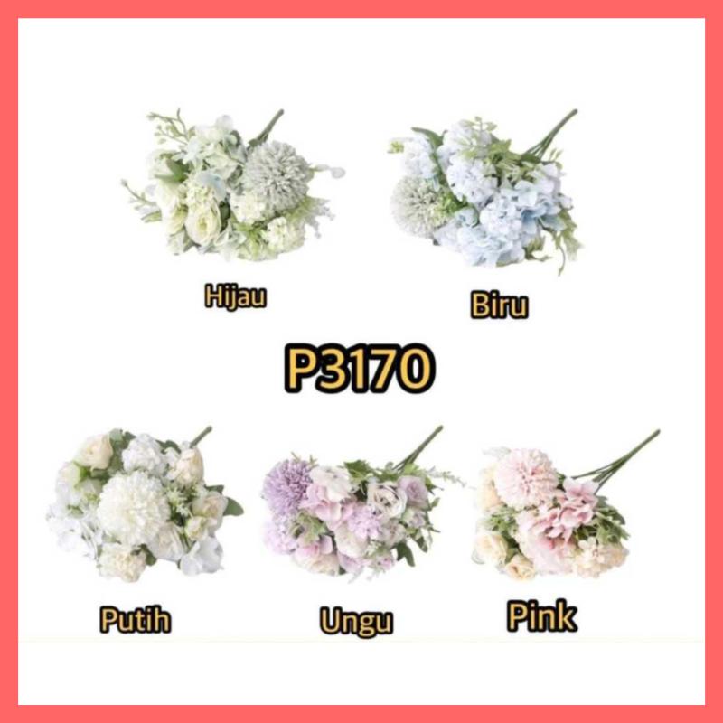 P3170 BUNGA HYDRANGEA MIX BUNGA TANGKAI PLASTIK BUNGA ARTIFISIAL BUNGA ...