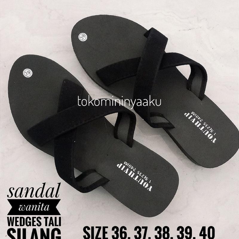 SANDAL WANITA WEDGES TALI SILANG Sendal Cewek - Shop | Tokopedia