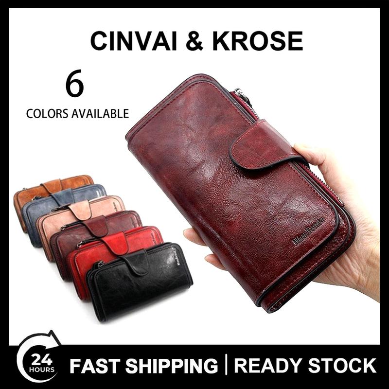SHABILI Wallets Dompet wanita, dompet tiga lipat retro bergaya ...