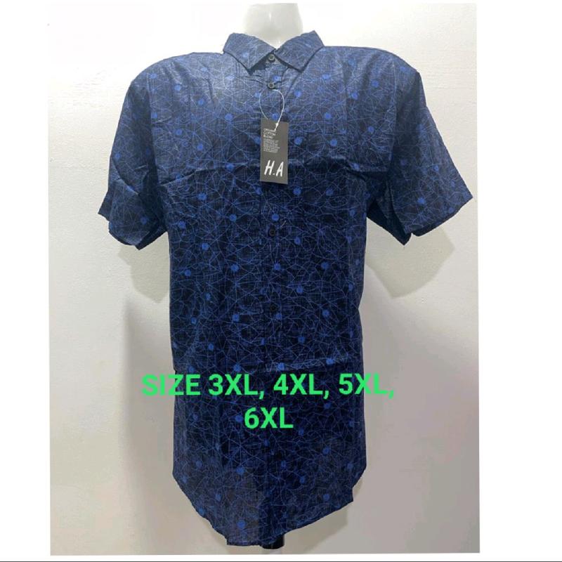 KEMEJA BATIK COTTON SIZE (3XL,4XL,5XL,6XL) BLUE BLACK COLOR SLIM ...