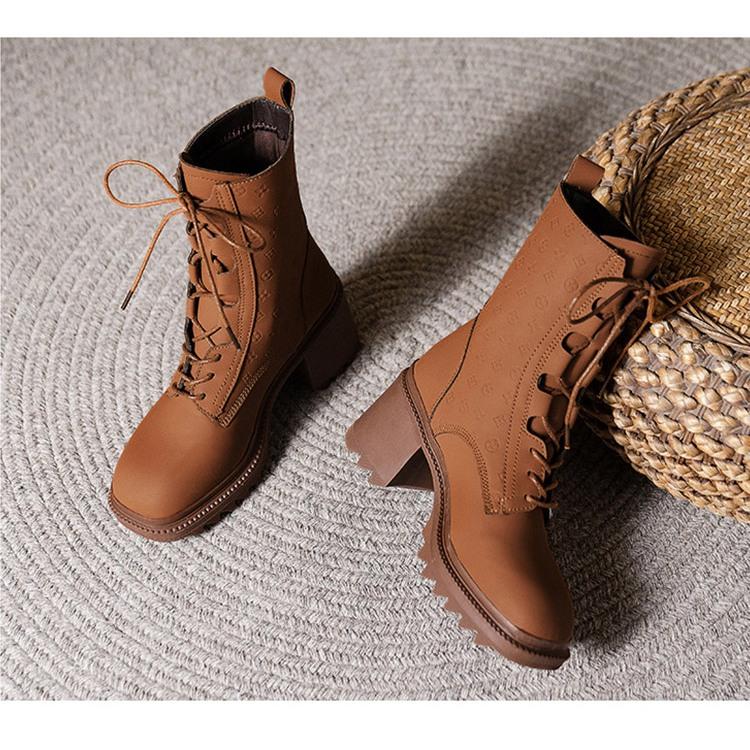 Sepatu boot martin wanita buatan kulit asli Model tambah tinggi - Shop ...