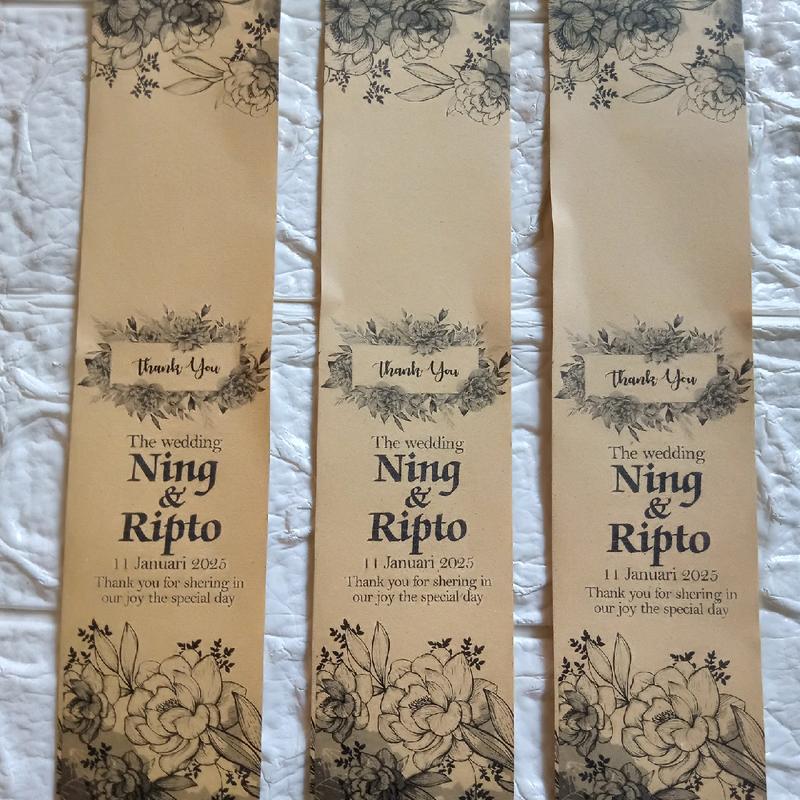 50pcs paper belt, kertas sabuk,label souvenir, kartu ucapan terimakasih ...