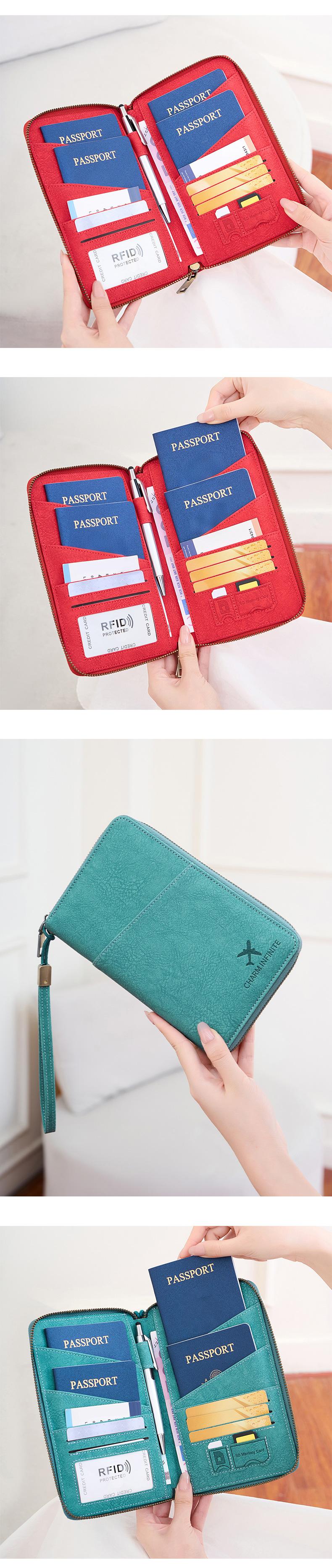 Large family passport holder, RFlD blocking passportbag, can hold 5 ...