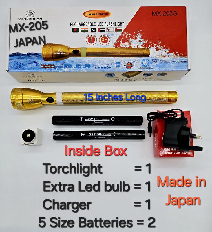 Premium Golden Japan Torch Light Flashlight Rechargeable Super - TikTok ...