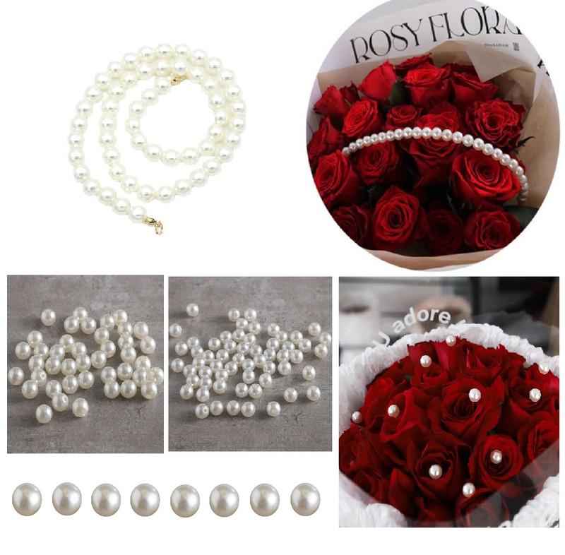 Flower Bouquet Pearl Chain Beads 8mm 10mm Pearl Chain Wrapping - TikTok ...