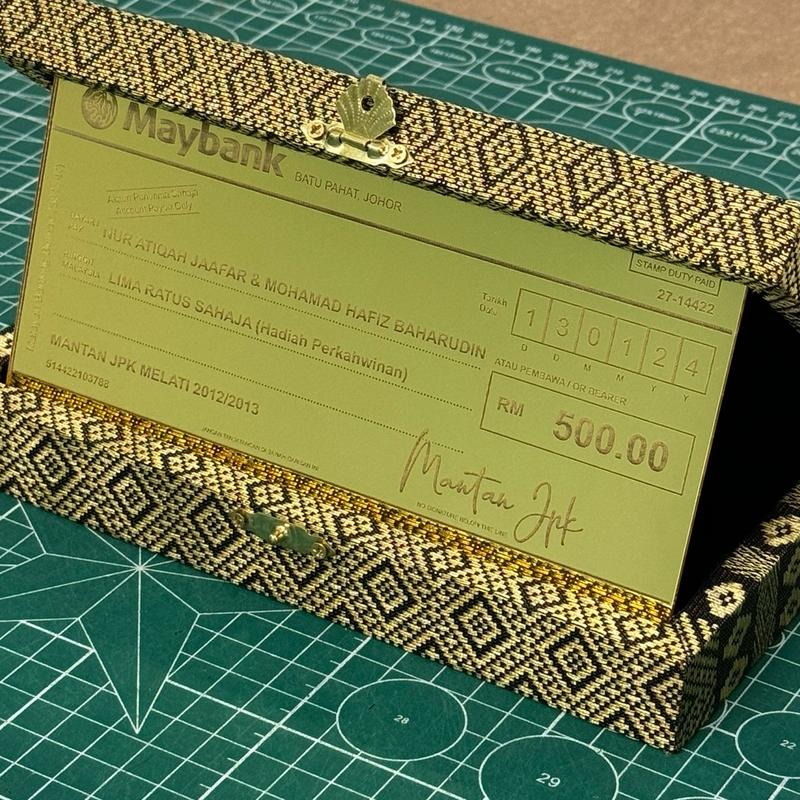 Wedding Mockup Cheque Engraving Acrylic with special box - TikTok Shop ...