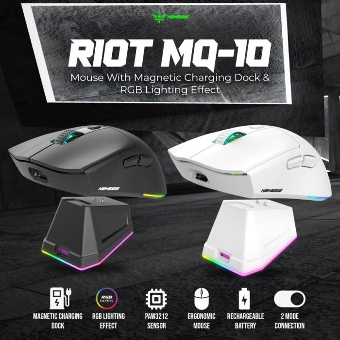 Jual NYK MQ10 Mouse NEMESIS RIOT DUAL MODE With Charging Dock Wireless ...