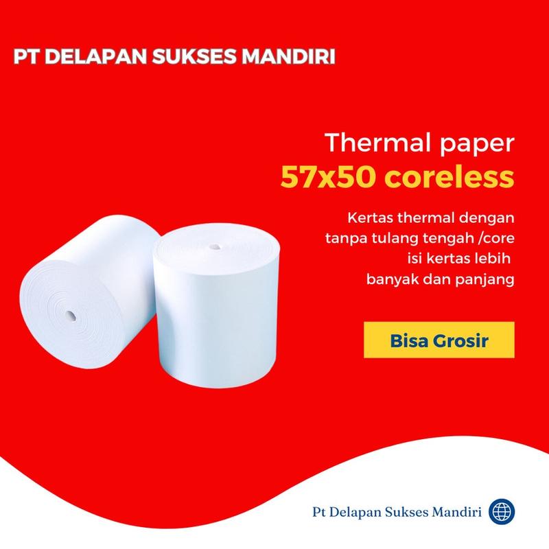 Kertas Kasir Struk /Thermal Paper / 57mm x 50mm coreless per 10 roll ...