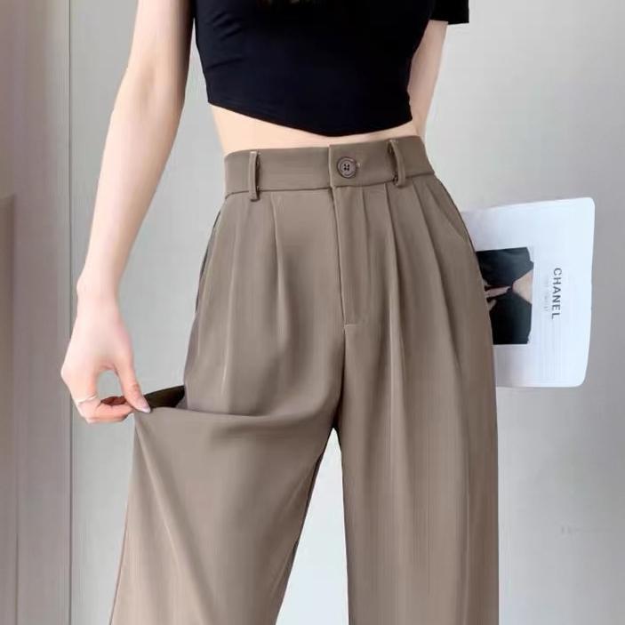 Plus Size (S-6XL) Korean High Waist Plain Slacks for Women Summer ...