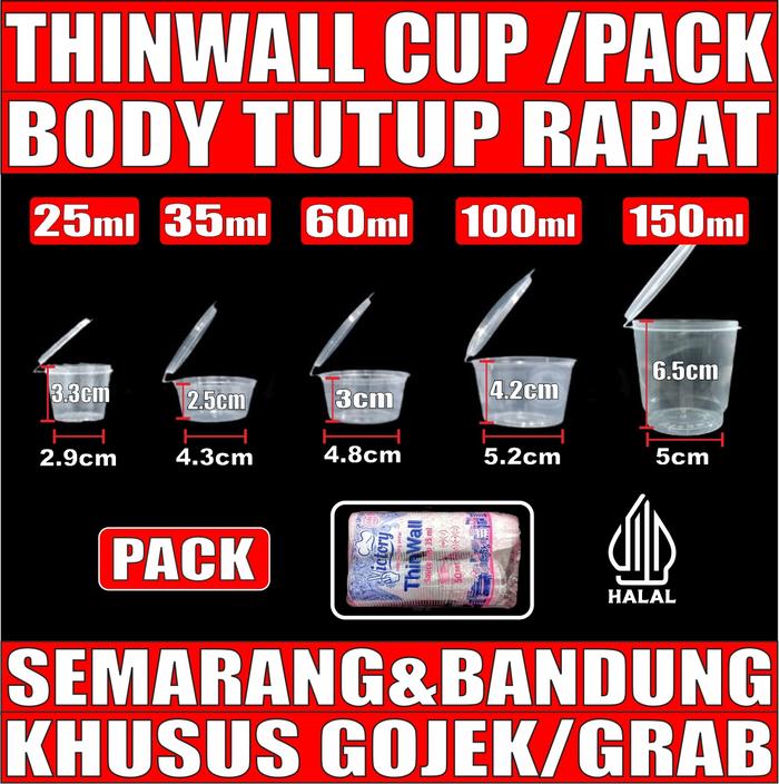 Promo Thinwall Cup Tebal 7.2gr Rapat 25ml 35ml 60ml 100ml 150ml Pack ...